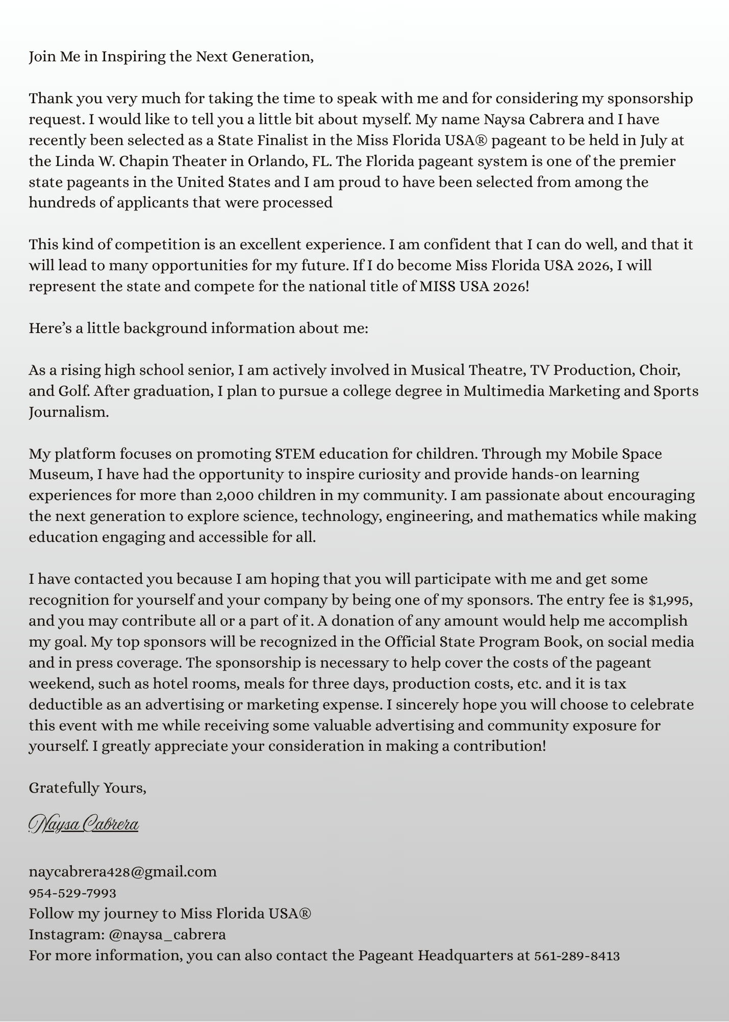 Fundraiser by Naysa Cabrera : Help Naysa Shine at Miss Florida Teen USA!