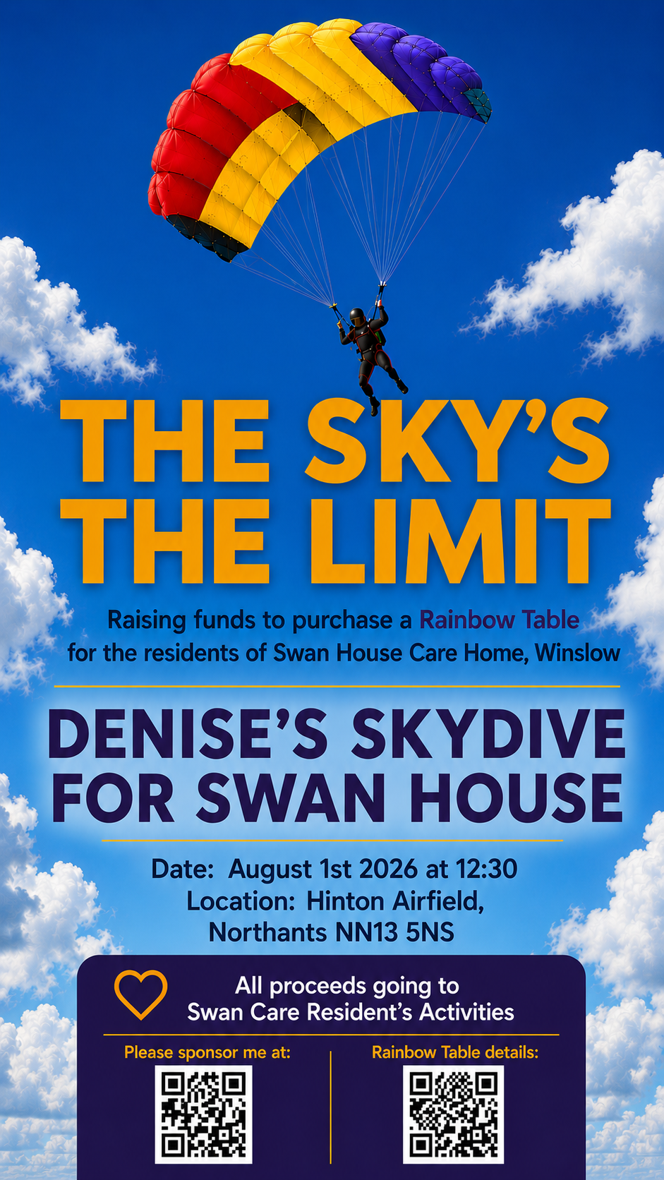 Fundraiser by Denise Lovie : Sky Dive For Swan House Care Home
