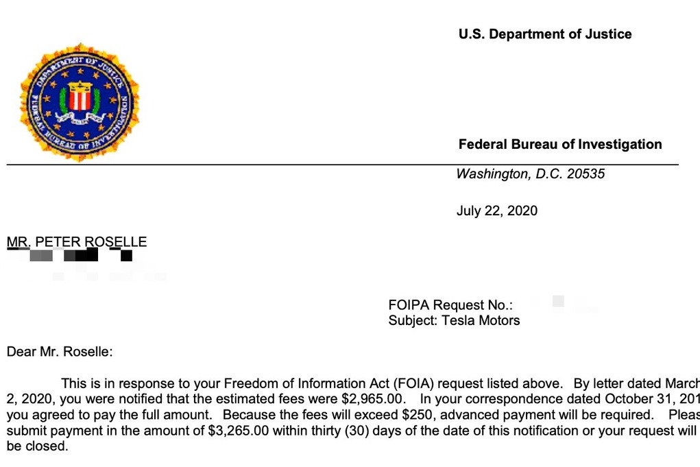Fundraiser by Peter Roselle : Tesla FBI FOIA Costs