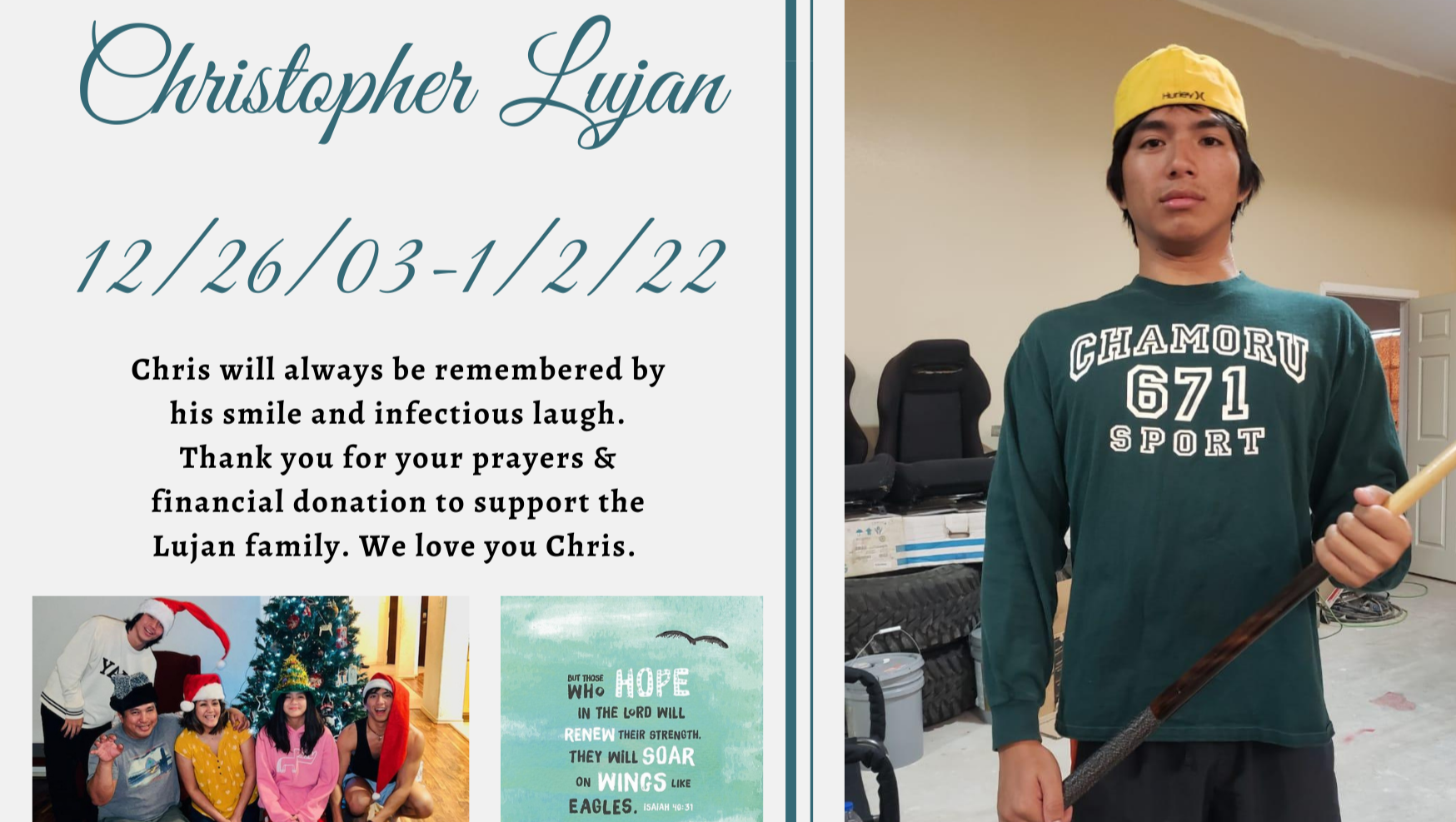 Fundraiser by Chris Lujan Friends & Family : In Memory of Christopher ...