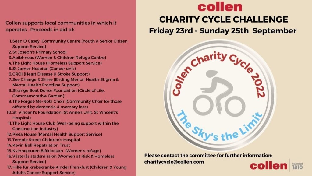 Fundraiser By Collen Construction Ltd Collen Charity Cycle 2022 The Sky s The Limit fundraiser-by-collen-construction-ltd-collen-charity-cycle-2022-the-sky-s-the-limit