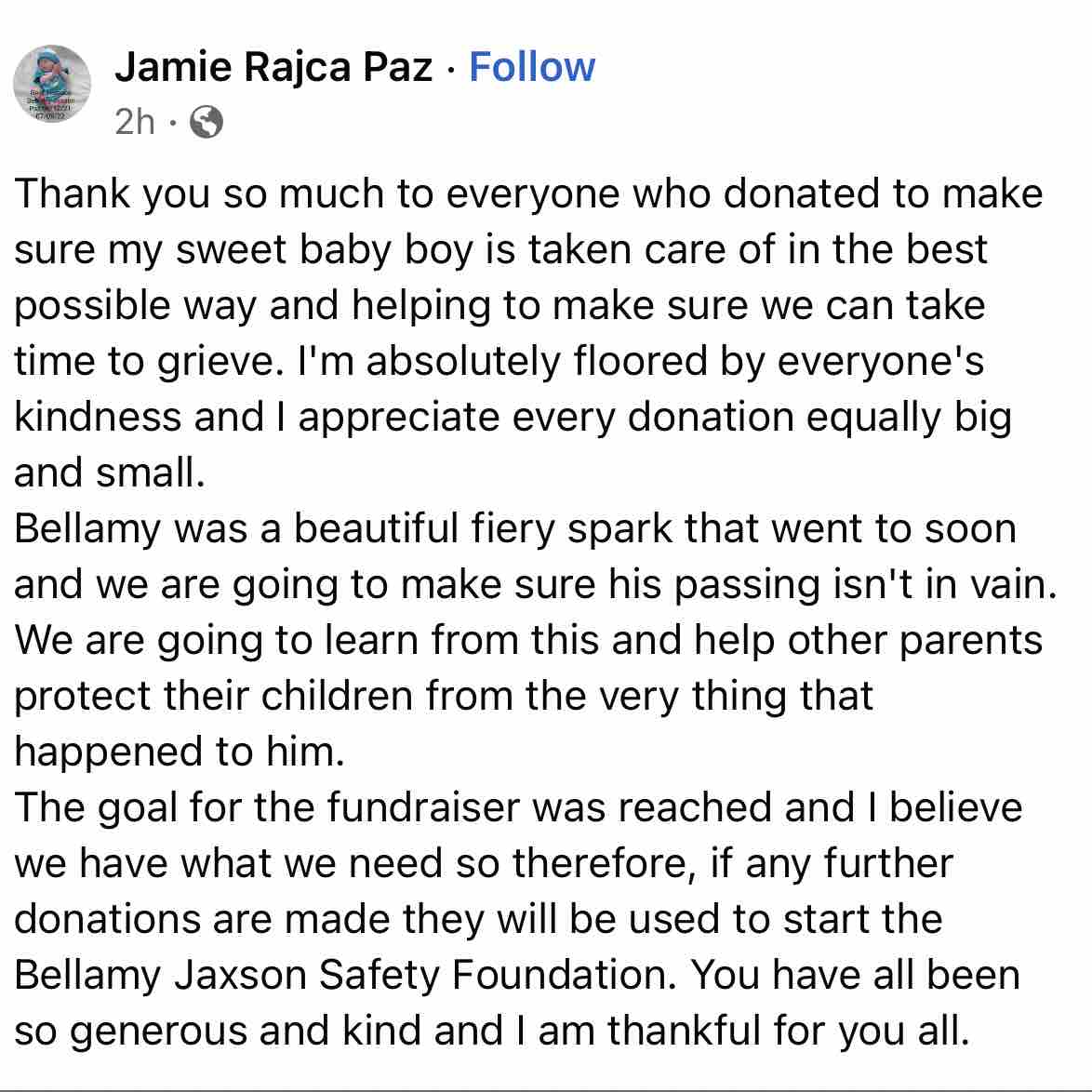 Fundraiser for Matthew Paz by Katherine Segura : Bellamy Jaxson Paz