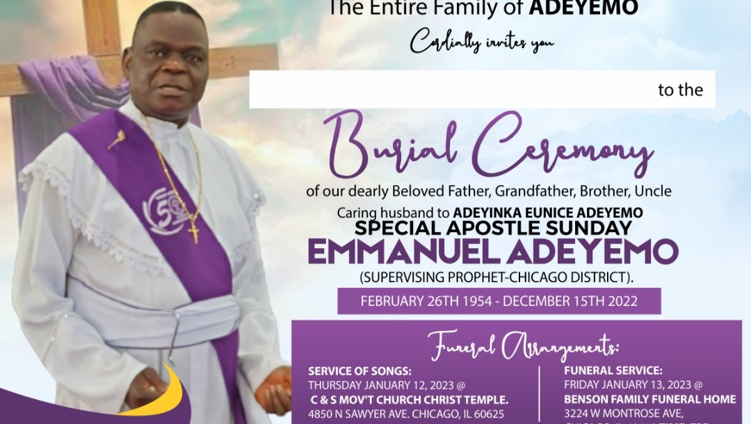 Fundraiser by Cherubim and Seraphim Church : Special Apostle Pro. Emmanuel Adeyemo