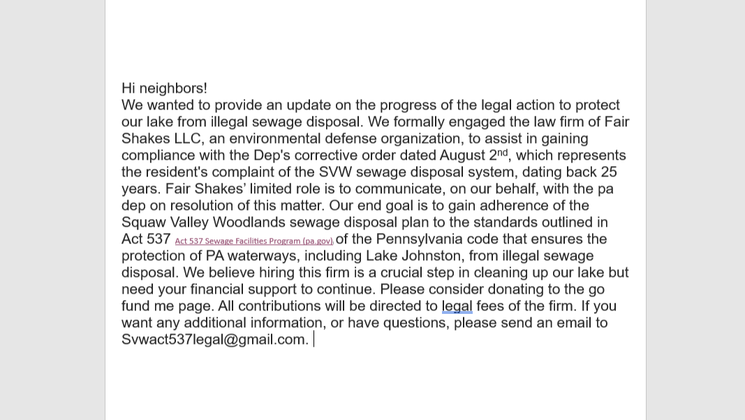 Fundraiser by Todd Rich : SVW ACT 537 Sewage Planning and Rehabilitation.