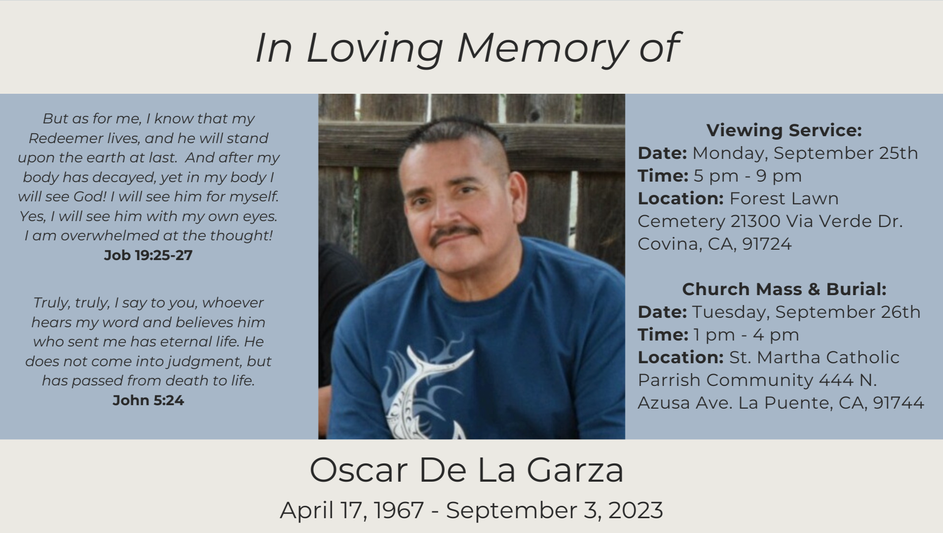 Fundraiser by Austin Roach : Donate in Memory of Oscar De La Garza