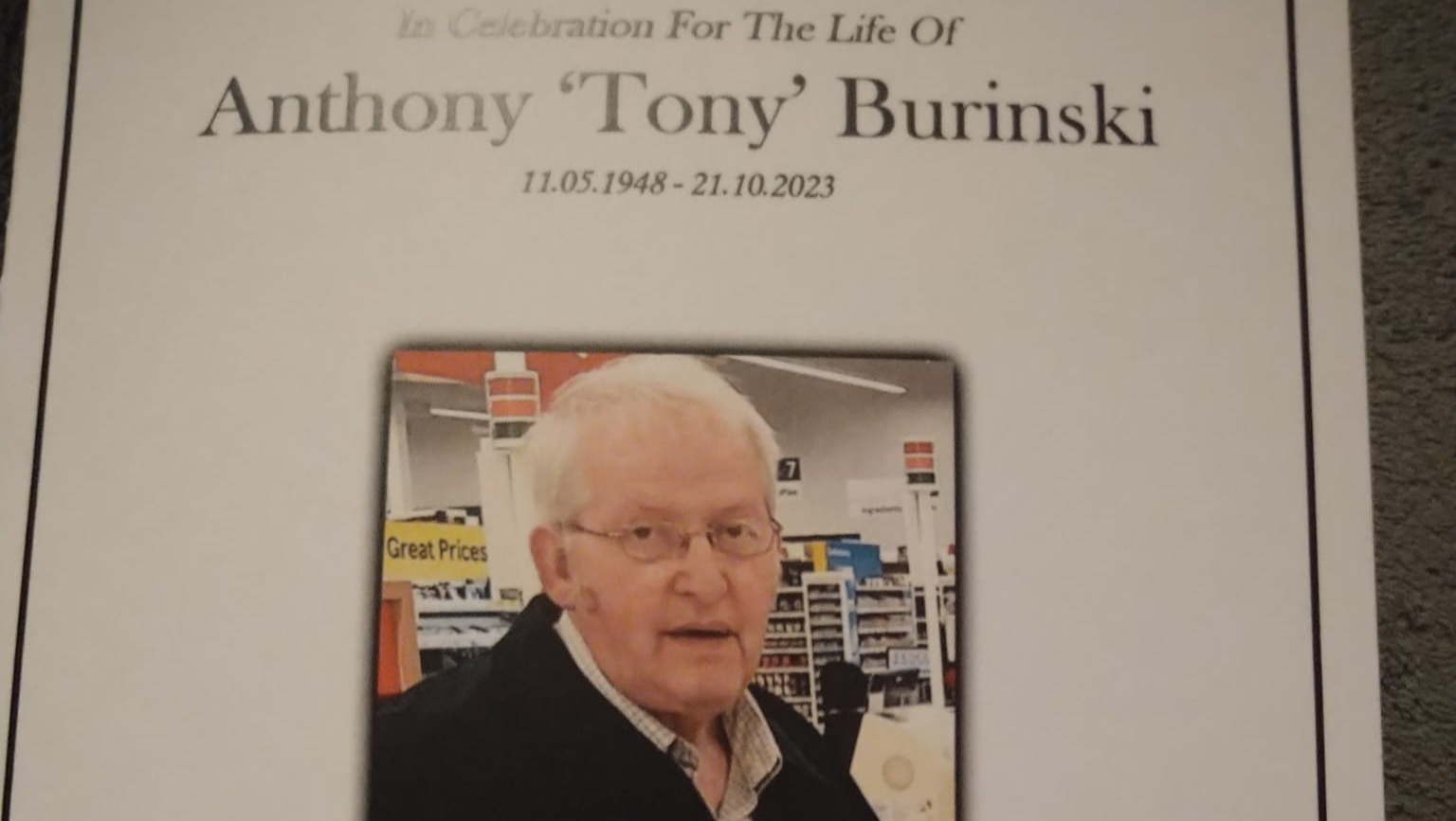 Fundraiser by kirsty Aitken : Tony Burinski