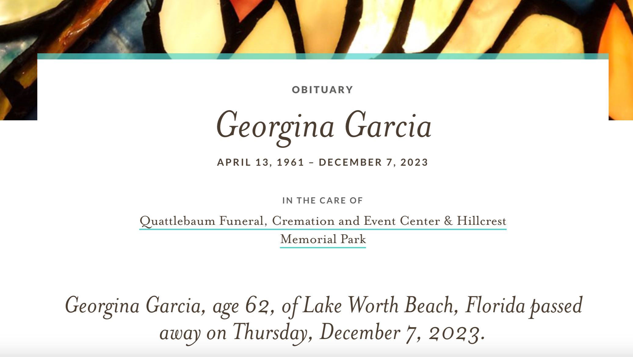 Fundraiser for Joe Garcia by Yara Leffew : Donate in memory of Georgina ...