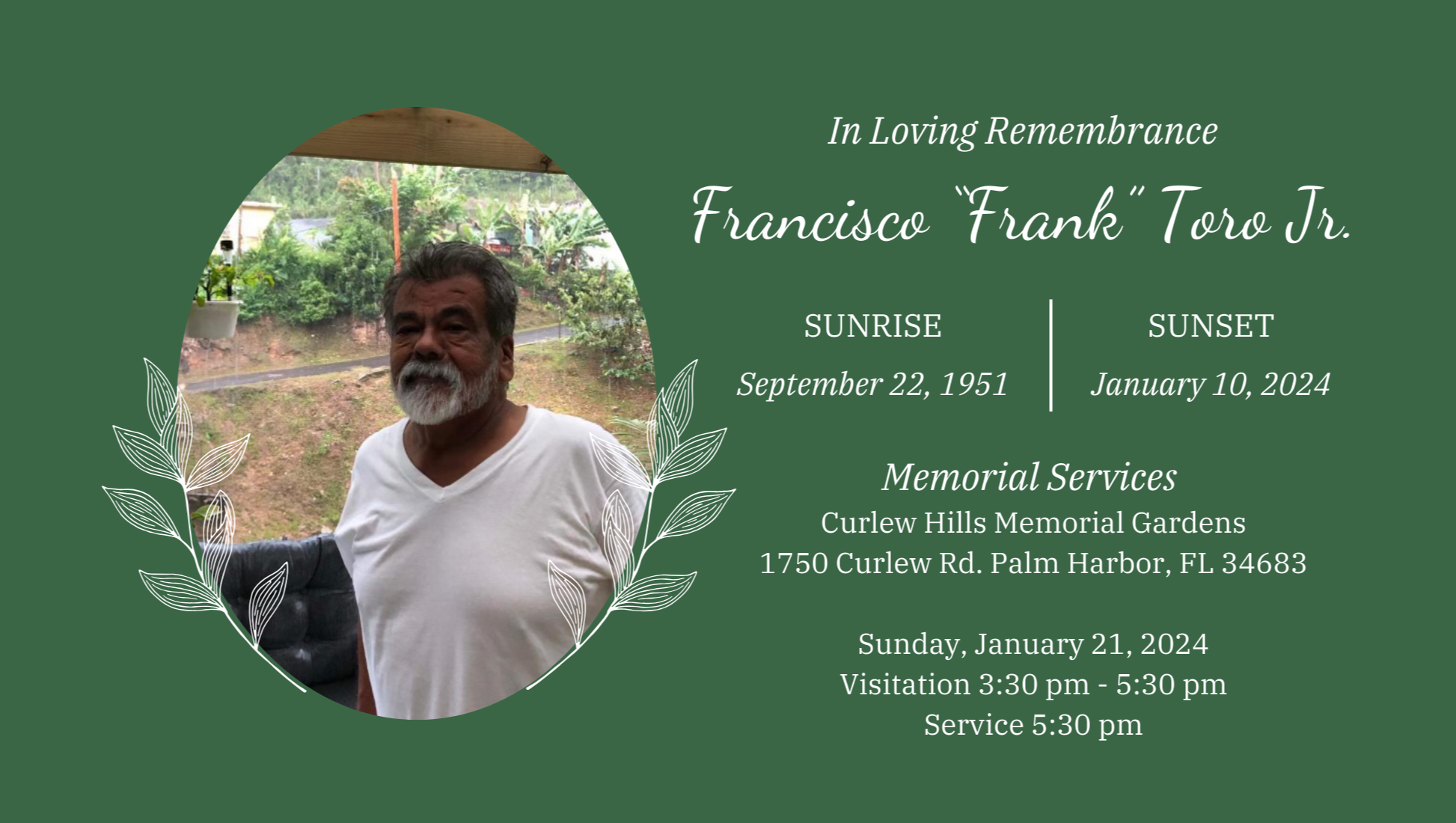 Fundraiser by Francisco Toro : Francisco "Frank" Toro, Jr - Memorial ...