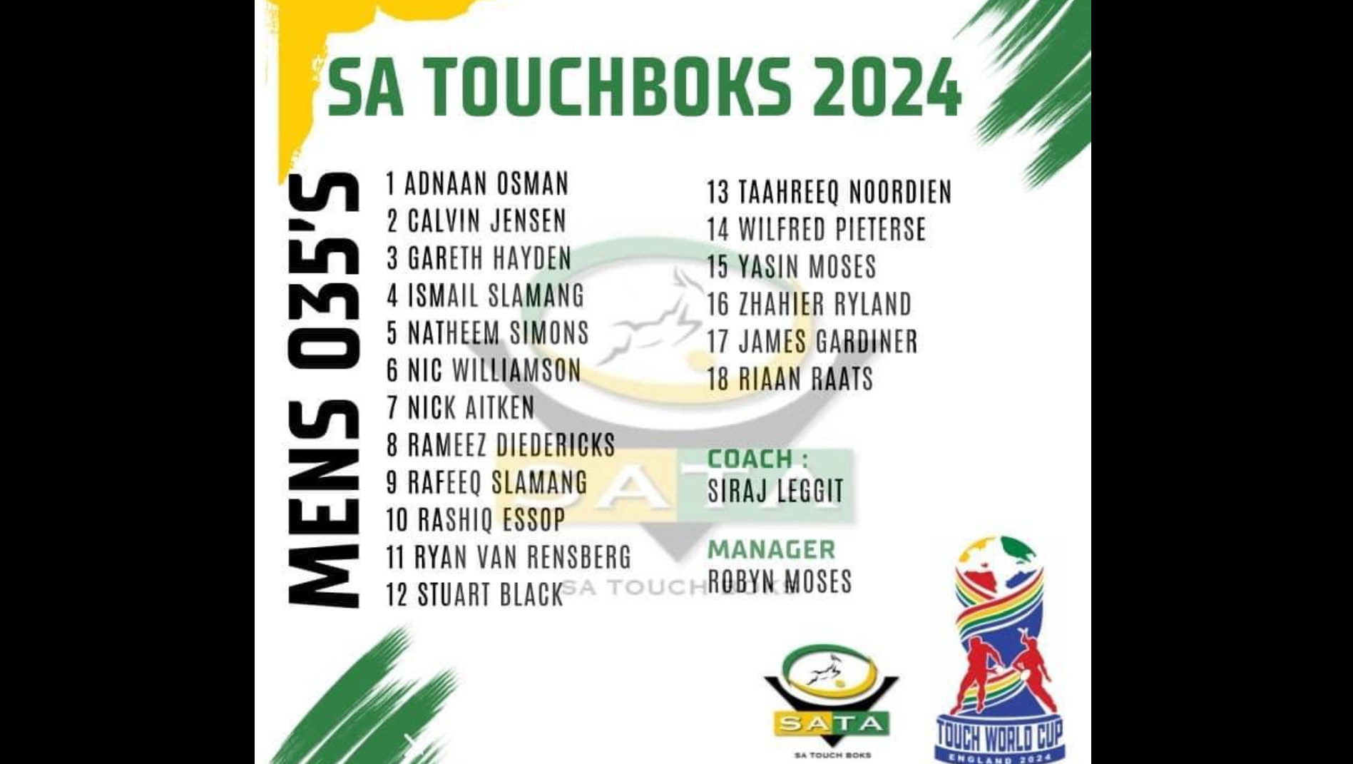 Fundraiser by South Africa Men’s 35s : Touch World Cup 2024 - Men’s ...
