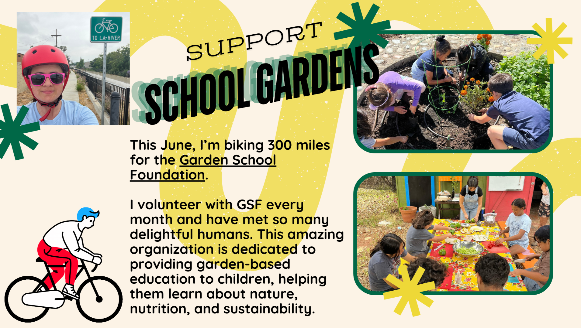 Fundraiser by Kaisa Dickens : Biking 300 miles to Boost Garden School ...
