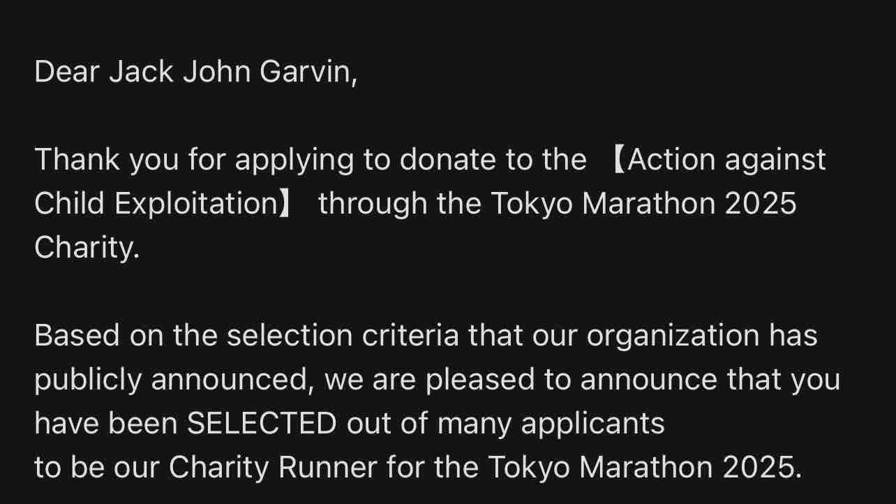 Fundraiser by Jack Garvin : Jack’s Tokyo marathon 2025