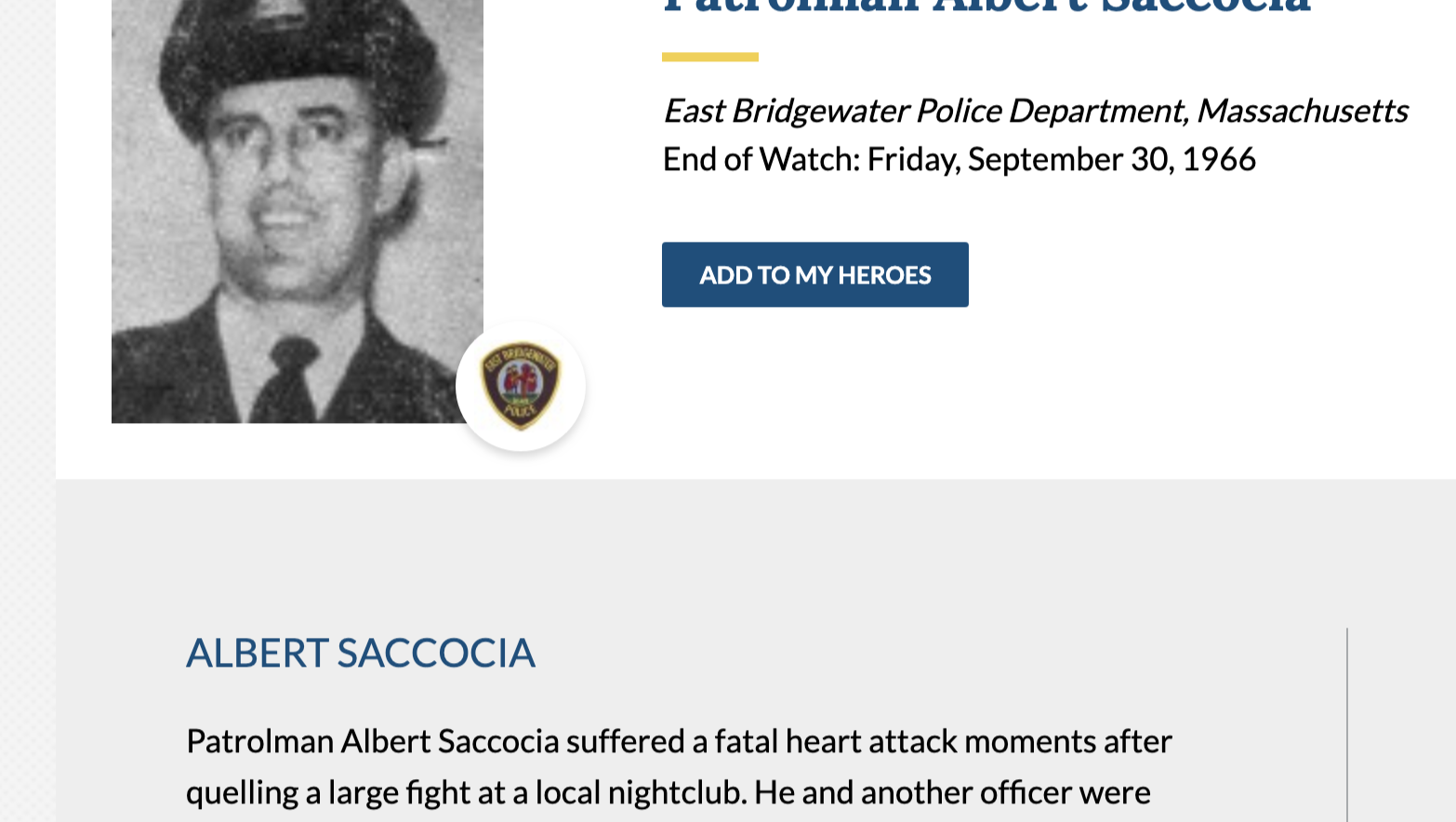 Fundraiser by Thomas Benvie : Patrolman Albert Saccocia Memorial Fundraiser
