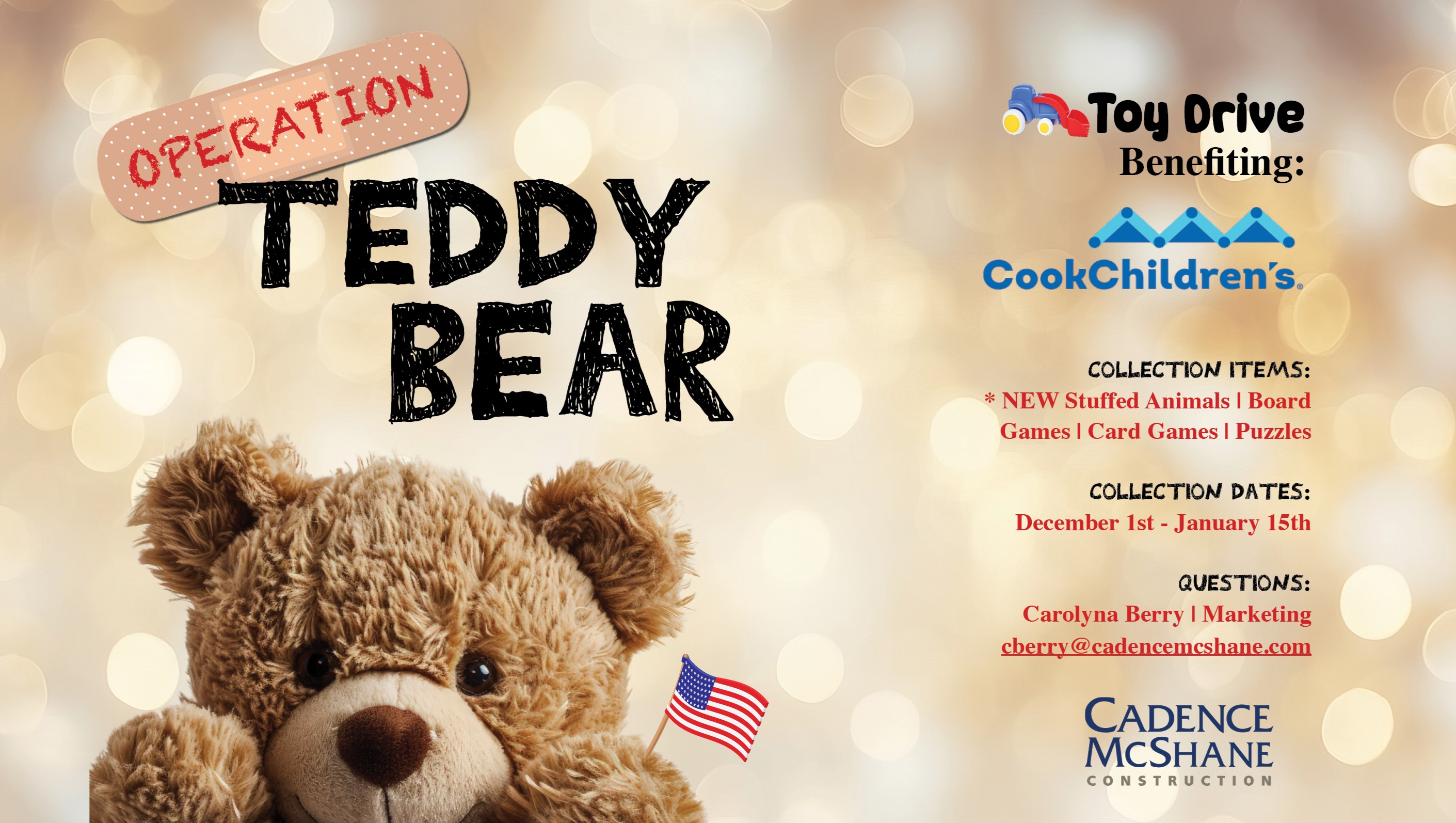 Fundraiser by Carolyna Berry : Cadence McShane "Operation Teddy Bear ...
