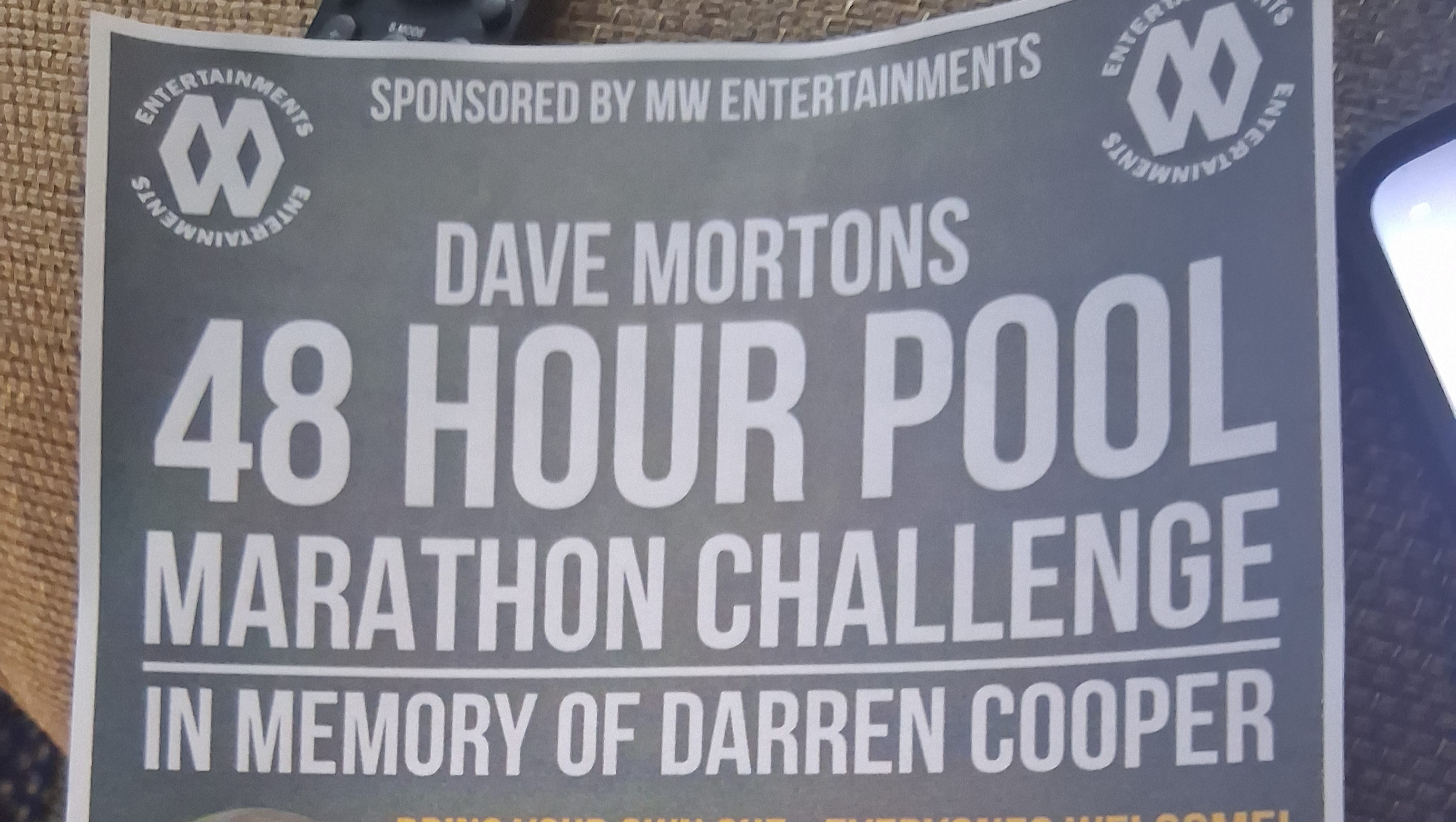 Fundraiser by David Morton : 48 hours pool marathon