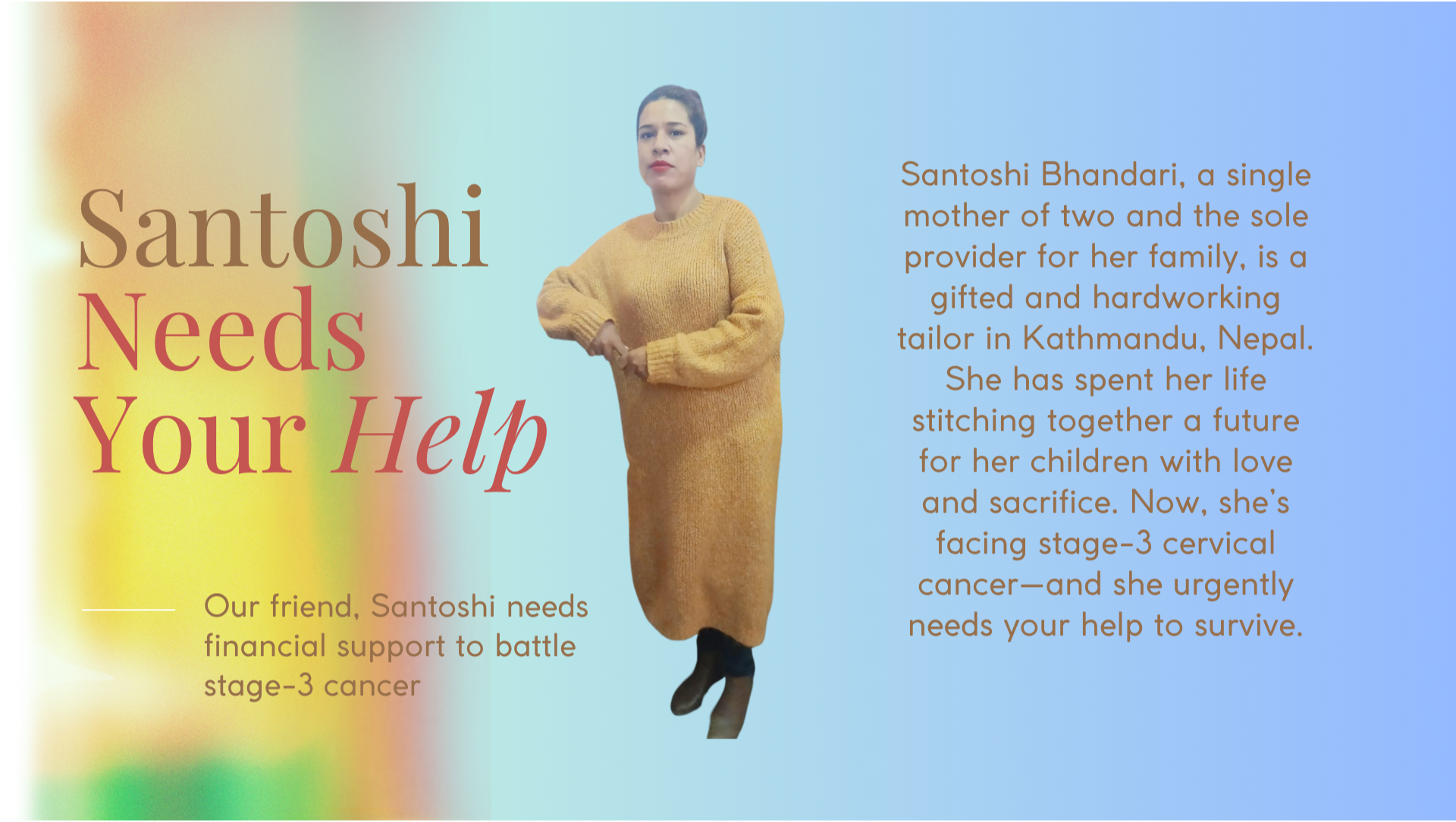 Fundraiser for Westin Harris by Shreeti Pradhan : Help Santoshi Battle Stage-3 Cancer