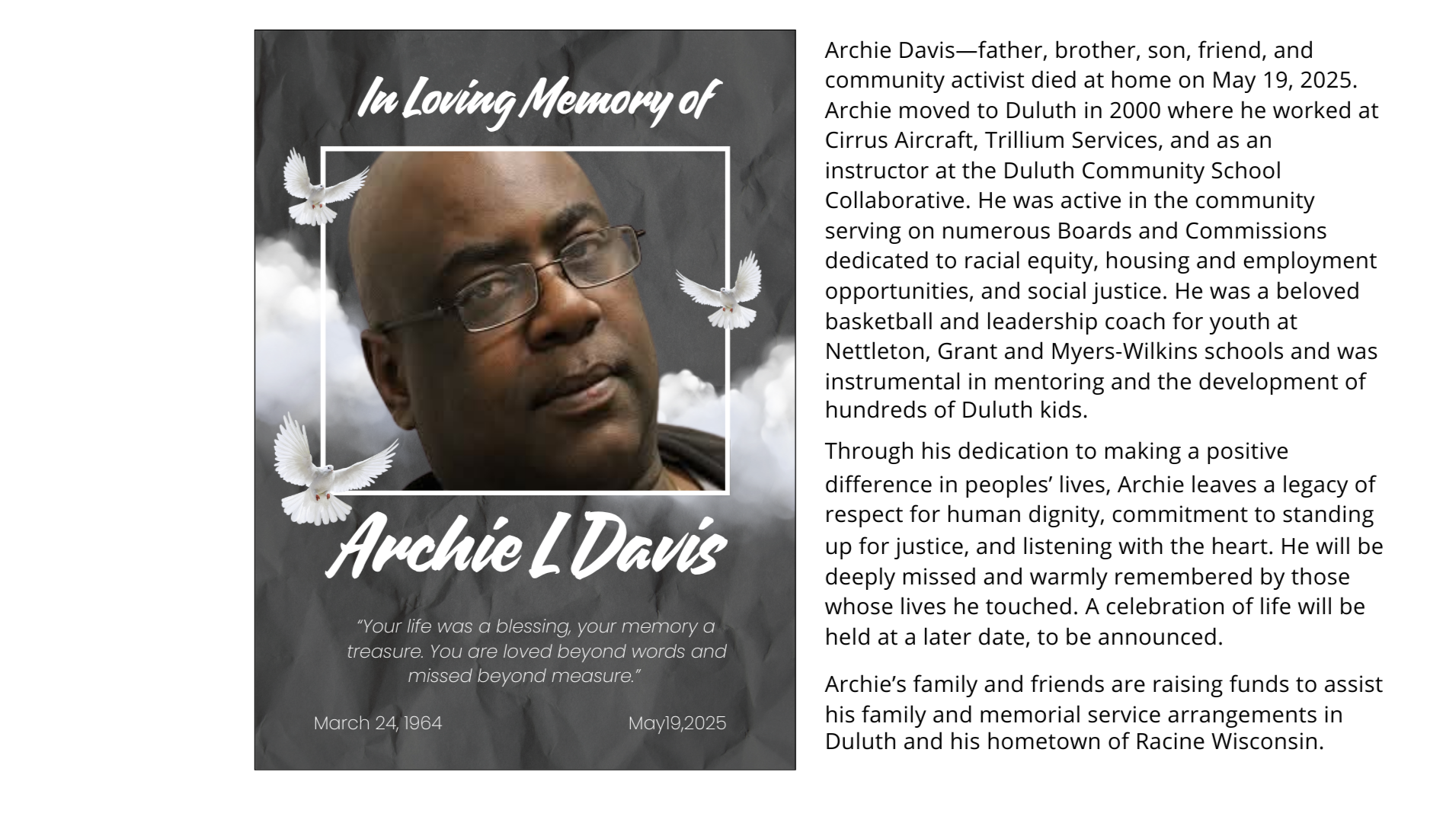 Fundraiser by Deon'Te Cottingham : Archie Davis: A Father's Last ...