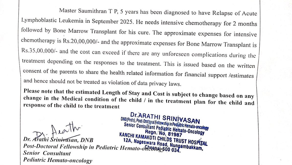 Fundraiser by Rhythm Rathi : 5-year old Saumithran needs a bone marrow ...