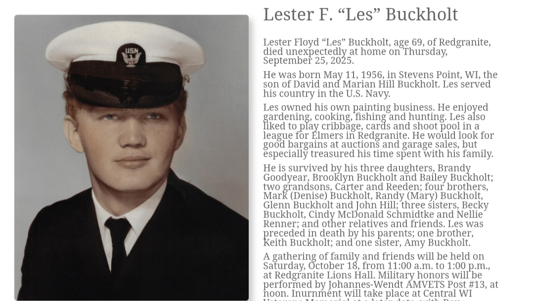 Fundraiser by Brooklyn Buckholt : In Memory of Lester Buckholt