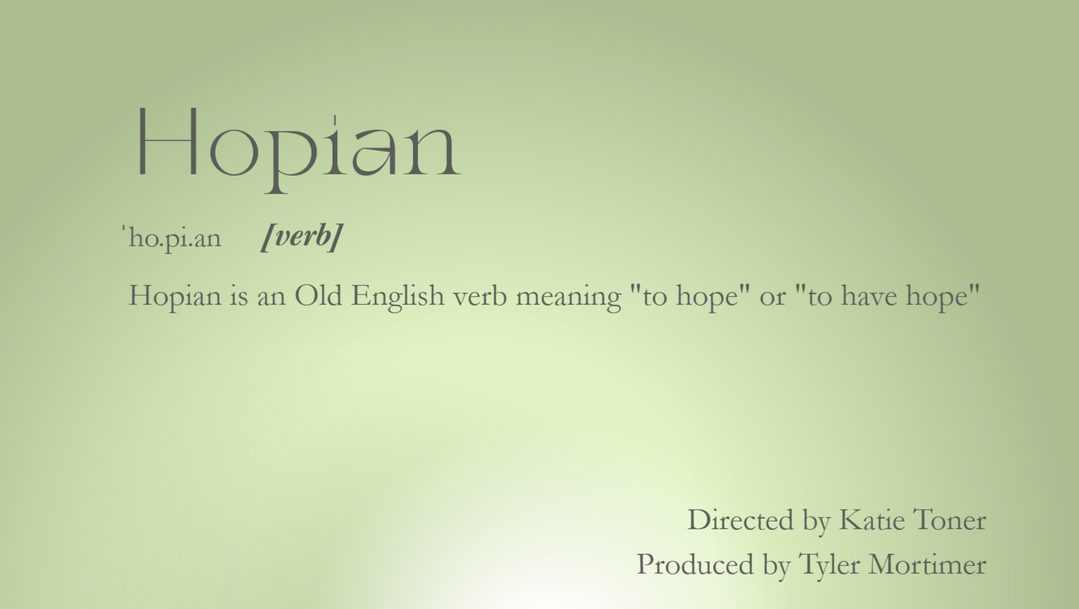 Fundraiser for Katie Toner by Tyler Mortimer : Hopian - 2025 Grad Film
