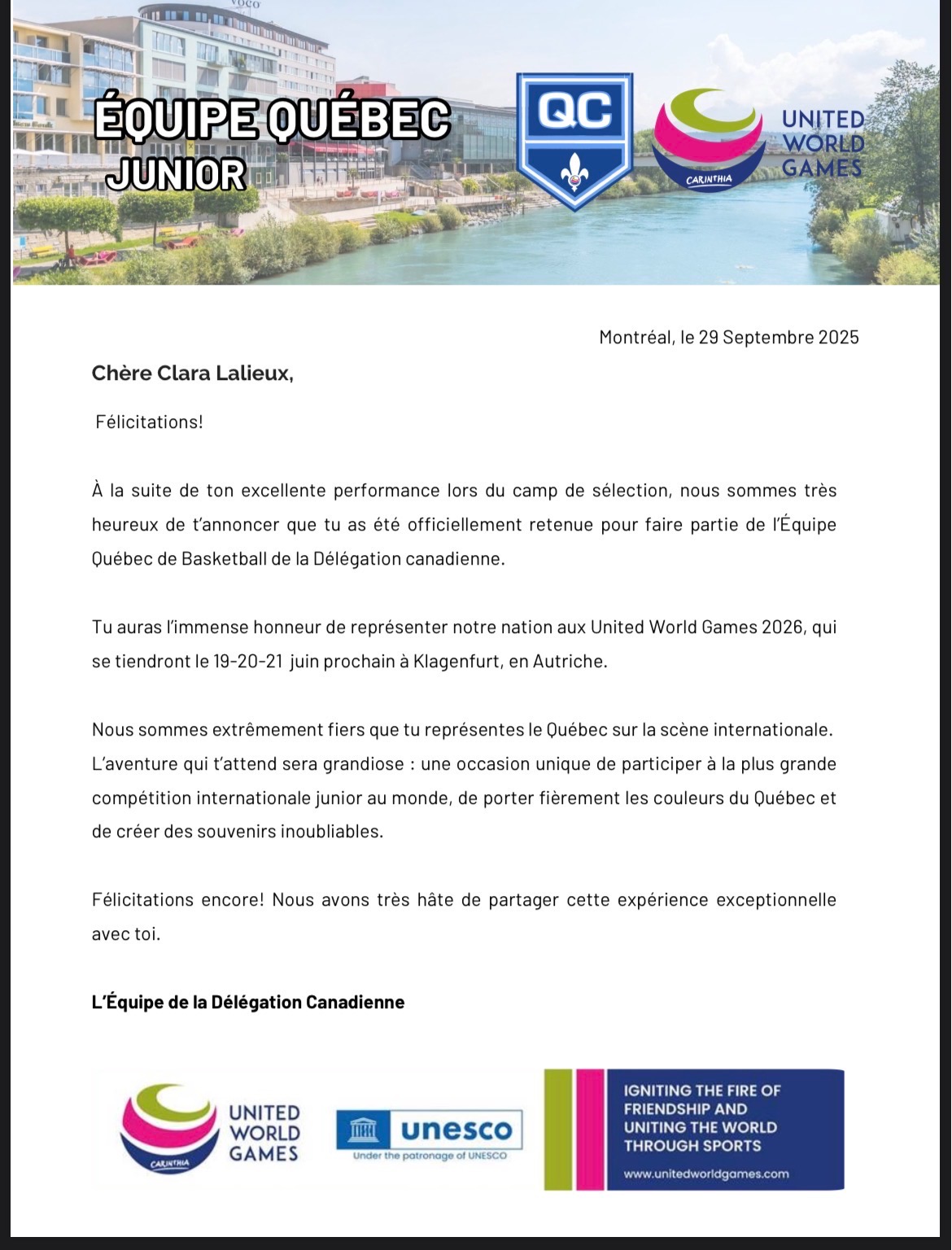 Fundraiser by romain Lalieux : Clara participation to United World ...